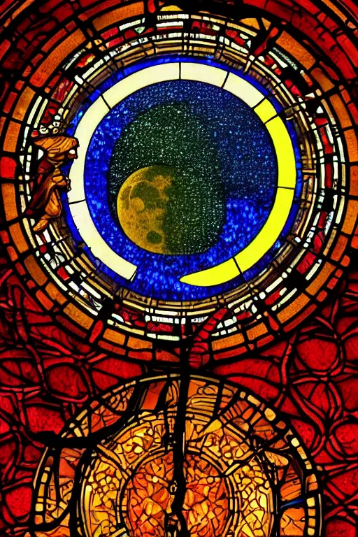 lunar eclipse in the style of a stained glass window, | Stable ...