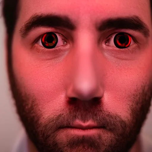 a man with glowing red eyes | Stable Diffusion