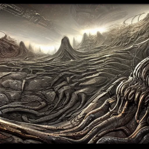 a detailed giger inspired alien game concept art for a | Stable ...