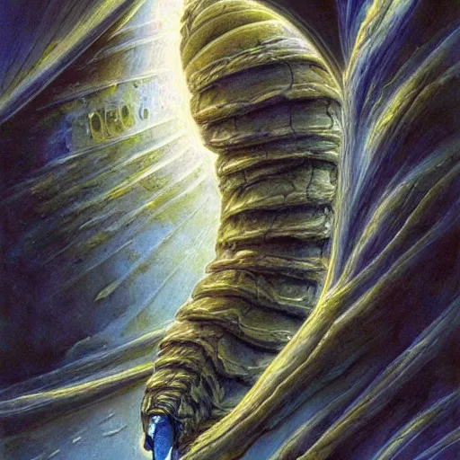 a giant beautiful chrysalis hanging inside a space | Stable Diffusion ...