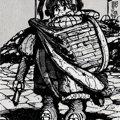“dnd dwarf, carrying big sack, by gou tanabe, comic” | Stable Diffusion ...