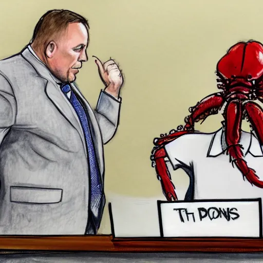 alex jones courtroom sketch court trial, interrupted | Stable Diffusion ...
