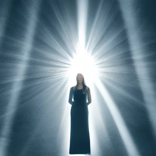 portrait of beautiful female standing in god rays | Stable Diffusion ...