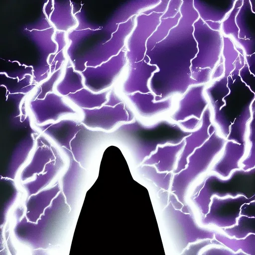 hooded figure with a skeleton face shooting purple | Stable Diffusion ...