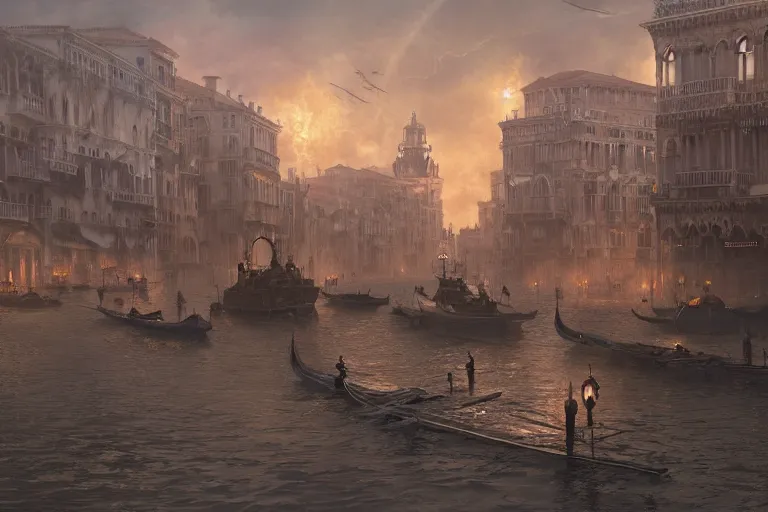 steampunk Venice invaded by aliens in disguise, 3d | Stable Diffusion ...