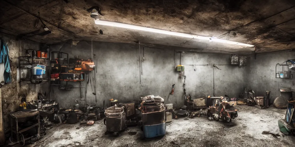 small mechanic garage interior inside an African | Stable Diffusion