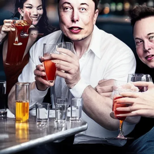 elon musk drinking alcohol in a bar with his friends | Stable Diffusion | OpenArt
