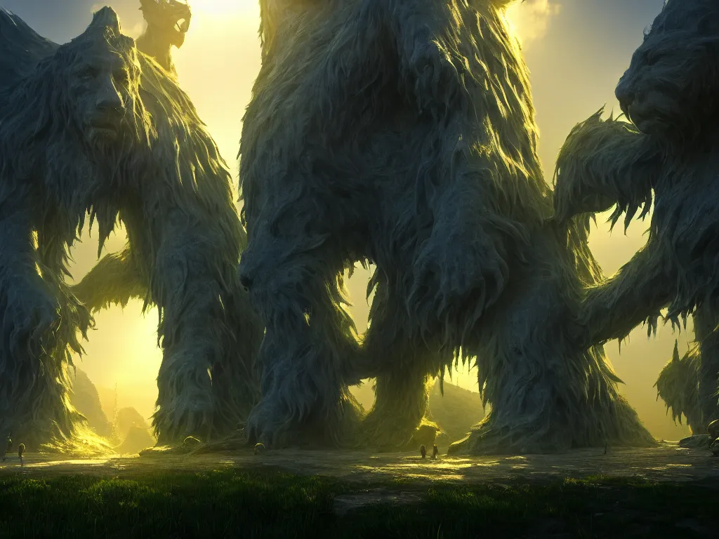 the gates of the utopia dimension with two giants | Stable Diffusion ...