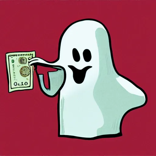 cute ghost holding a dollar bill, illustration | Stable Diffusion | OpenArt