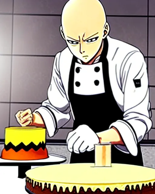 chef saitama one punch man, dressed as a pastry chef, | Stable ...