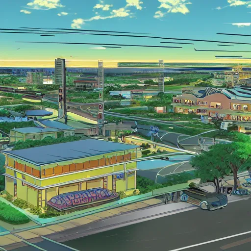 modern anime still of an overview of a small coastal | Stable Diffusion ...