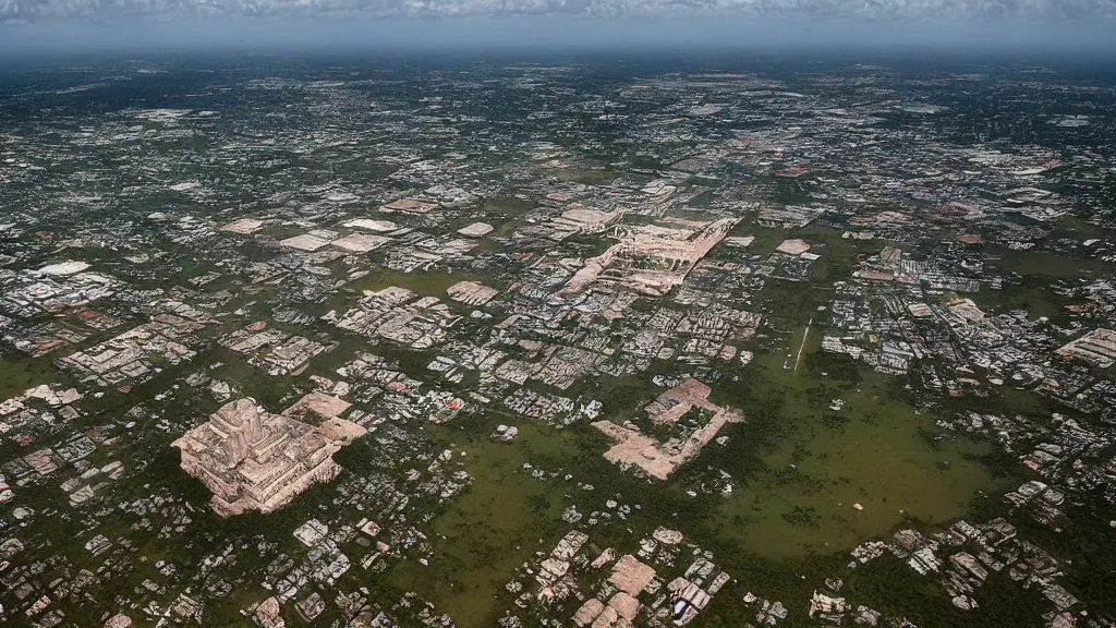 remarkable airplane view of the cyberpunk mayan city | Stable Diffusion ...