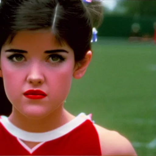 a young phoebe cates as a cheerleader, 4 k, cinematic | Stable Diffusion