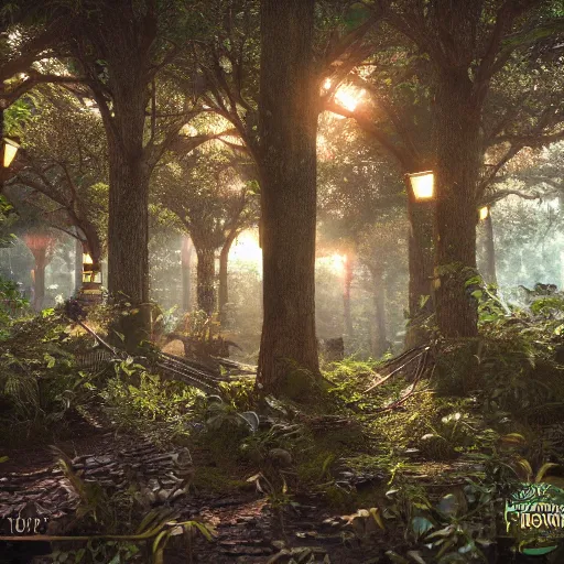 Cyberpunk forest, octane render, volumetric lighting, | Stable ...