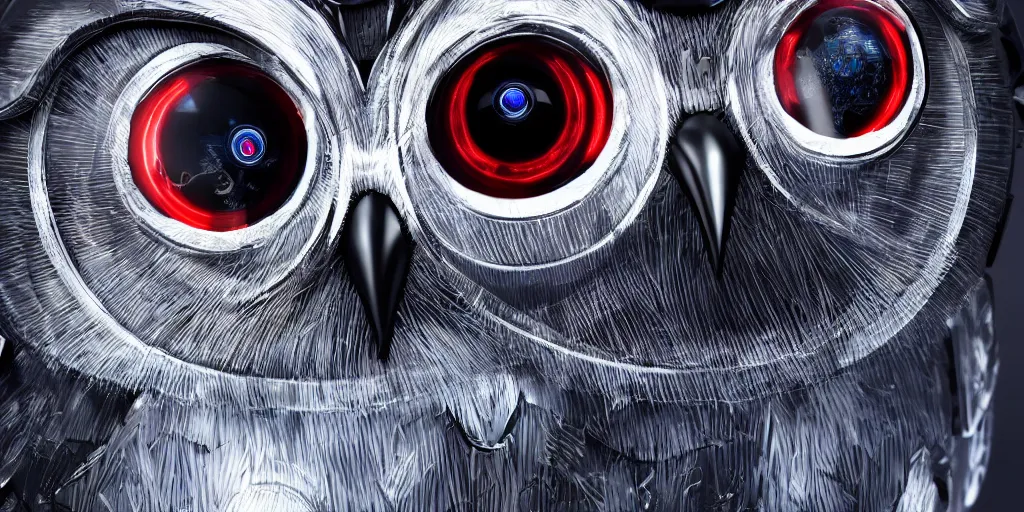 a robot mechanical owl with killer laser eyes. this 4 | Stable ...