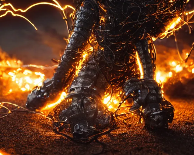 complex steel armor broken cables creature, helmet, | Stable Diffusion ...