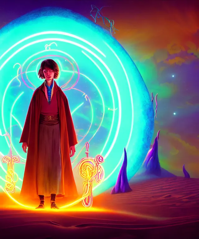 Portrait of a young solo mage wizarding glowing neon | Stable Diffusion ...