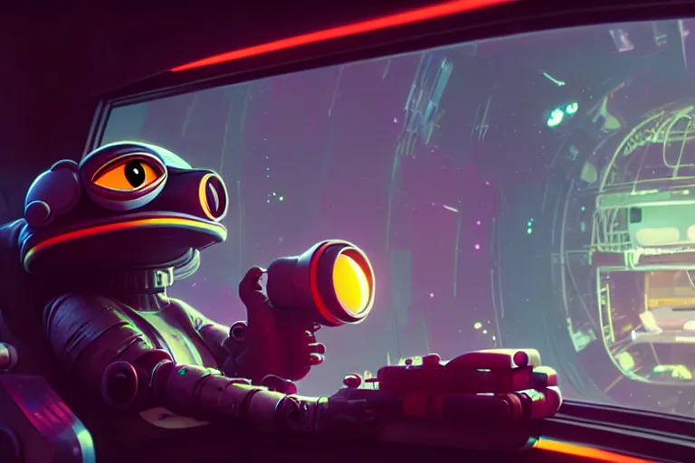 a close up shot of pepe inside a spaceship, wadim | Stable Diffusion ...