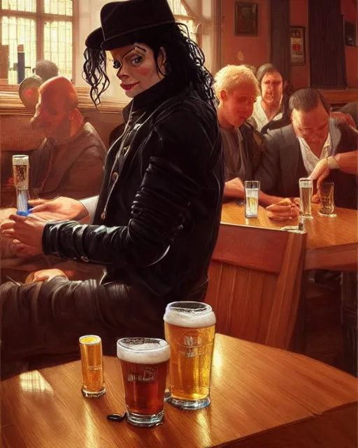 Portrait of Michael Jackson drinking a pint of ale in | Stable ...