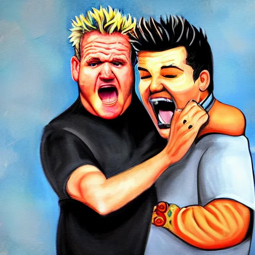 painting by jon hale of screaming gordon ramsay and | Stable Diffusion ...
