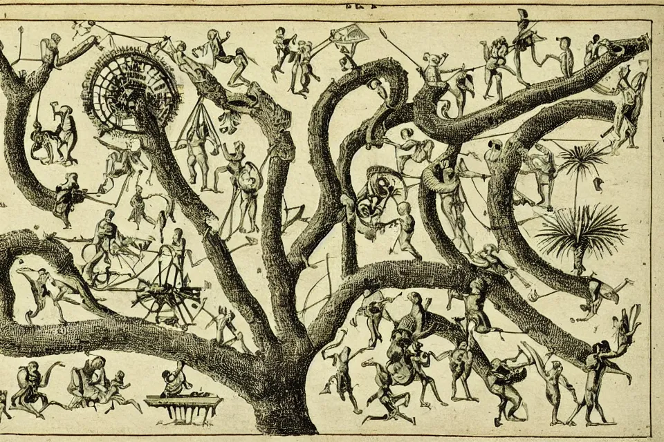 detailed 18th century illustration of the evolutionary | Stable Diffusion