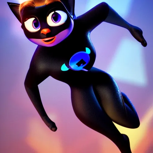 high detail render of a well developed black cat pixar | Stable ...