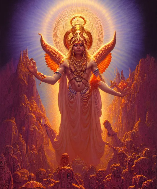 ethereal glowing white hindu angel dmt deity, tribal | Stable Diffusion ...