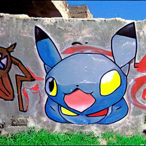 pokemon graffiti on cursed ancient egyptian tomb, ps 1 | Stable Diffusion