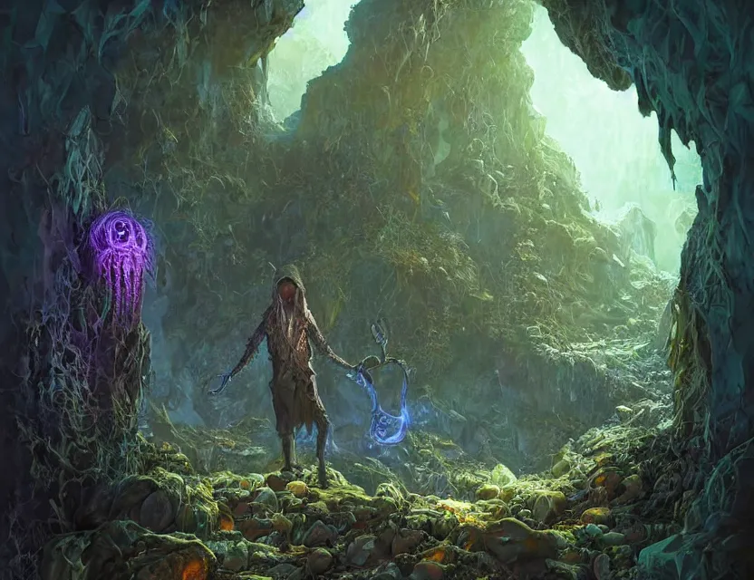 an adventurer in a lovecraftian eldritch cave with | Stable Diffusion | OpenArt