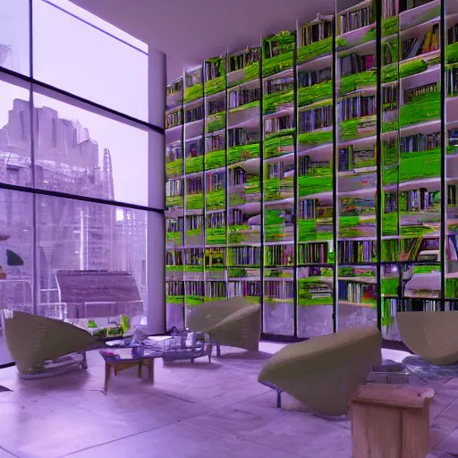 sci fi library brilliant light green vibes growing | Stable Diffusion