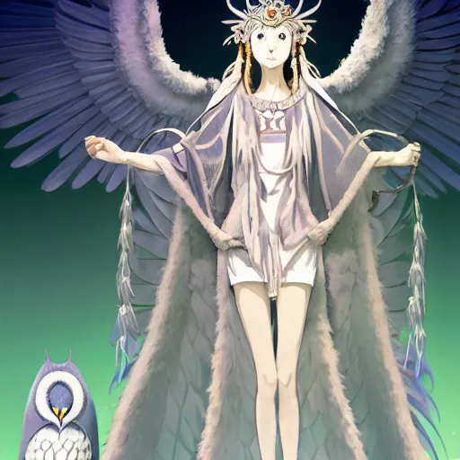 goddess of the owls in feathered robe, humanoid, | Stable Diffusion ...