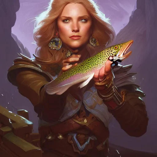 GuntherT eating a live trout, fantasy, intricate, | Stable Diffusion