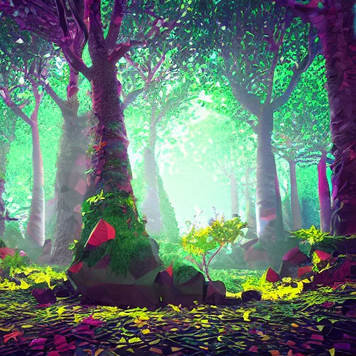 low poly landscape of a magical enchanted forest, | Stable Diffusion | OpenArt