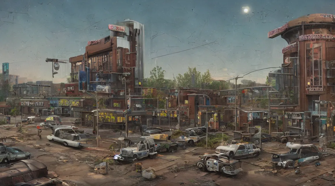 Post Apocalyptic police station, building, urban | Stable Diffusion ...