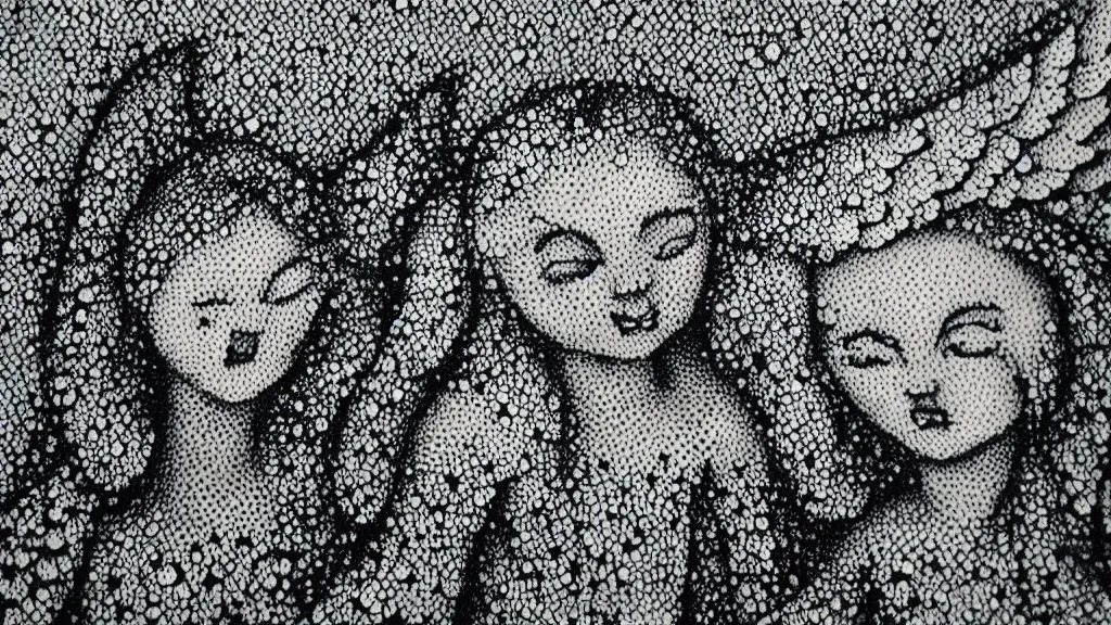 stippled dotwork painting of two angels fighting | Stable Diffusion ...