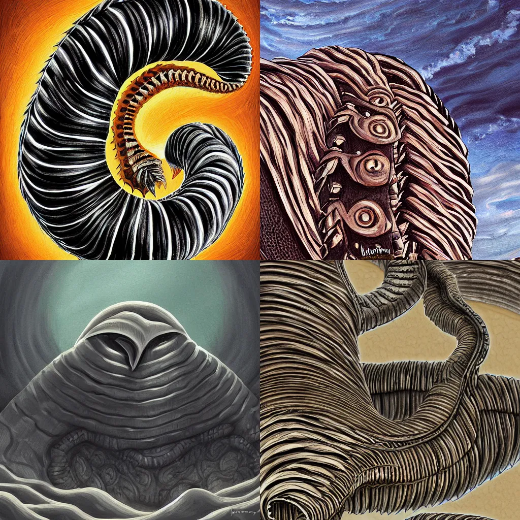 an enormous sandworm. detailed digital painting by | Stable Diffusion ...