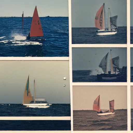 a modern color film strip of the boat sailing from | Stable Diffusion