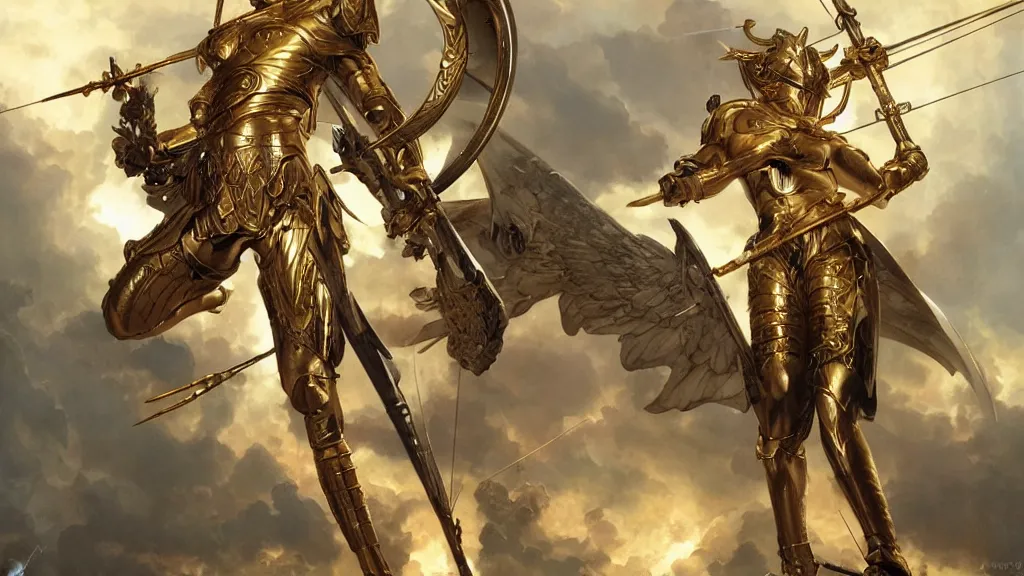 a male valkyrie knight wearing golden armor and a | Stable Diffusion