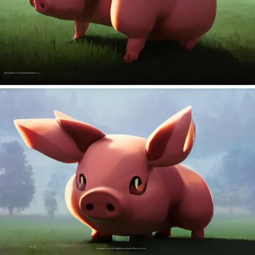 pokemon pig, style game square enix life, trending on | Stable ...