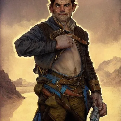 full body portrait, scowling halfling male rogue, | Stable Diffusion