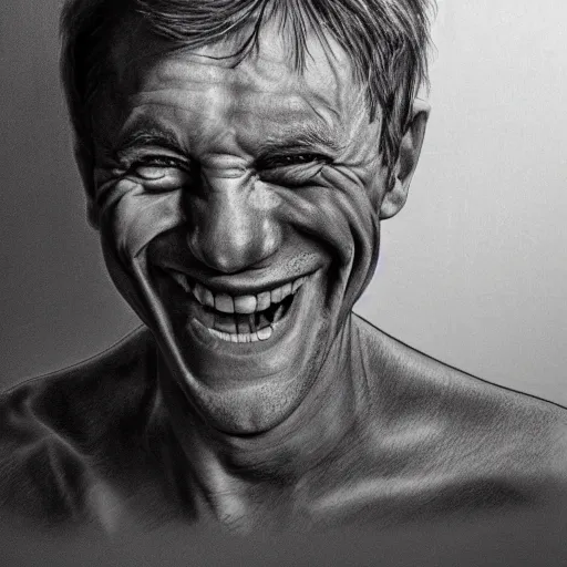 widely smiling man with fingers instead of teeth, | Stable Diffusion