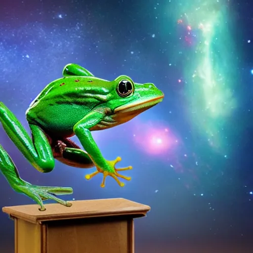 time wizard frog activates bites the dust stand, | Stable Diffusion ...