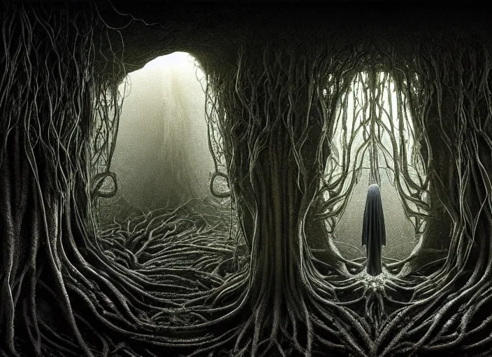 photo of roots growing down from a ceiling in an | Stable Diffusion ...