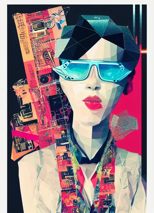 portrait of a lowpoly punk girl with a musicassette | Stable Diffusion ...