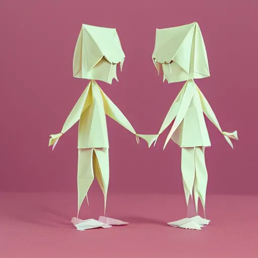 lonely girl _ origami figure | Stable Diffusion