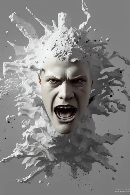 sculpture exploding in white museun exploding inside, | Stable ...