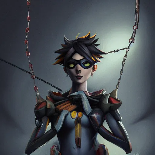 full body painting of tracer from overwatch, in style | Stable ...