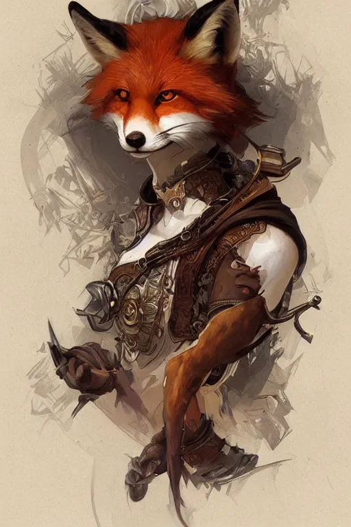 heroic character design of anthropomorphic fox, | Stable Diffusion