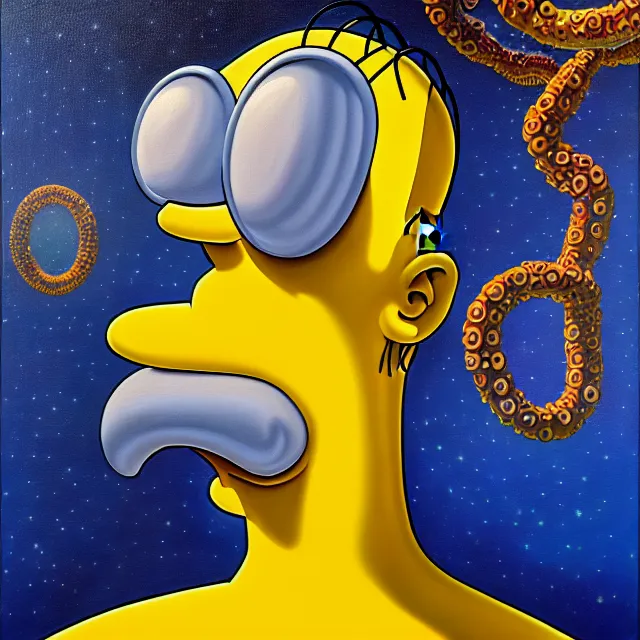 an oil on canvas portrait painting of homer simpson, | Stable Diffusion ...