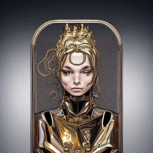 gold and silver tones, cybernetic princess trapped in | Stable ...